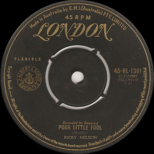 Poor Little Fool / Don't Leave Me This Way by Ricky Nelson (Single ...