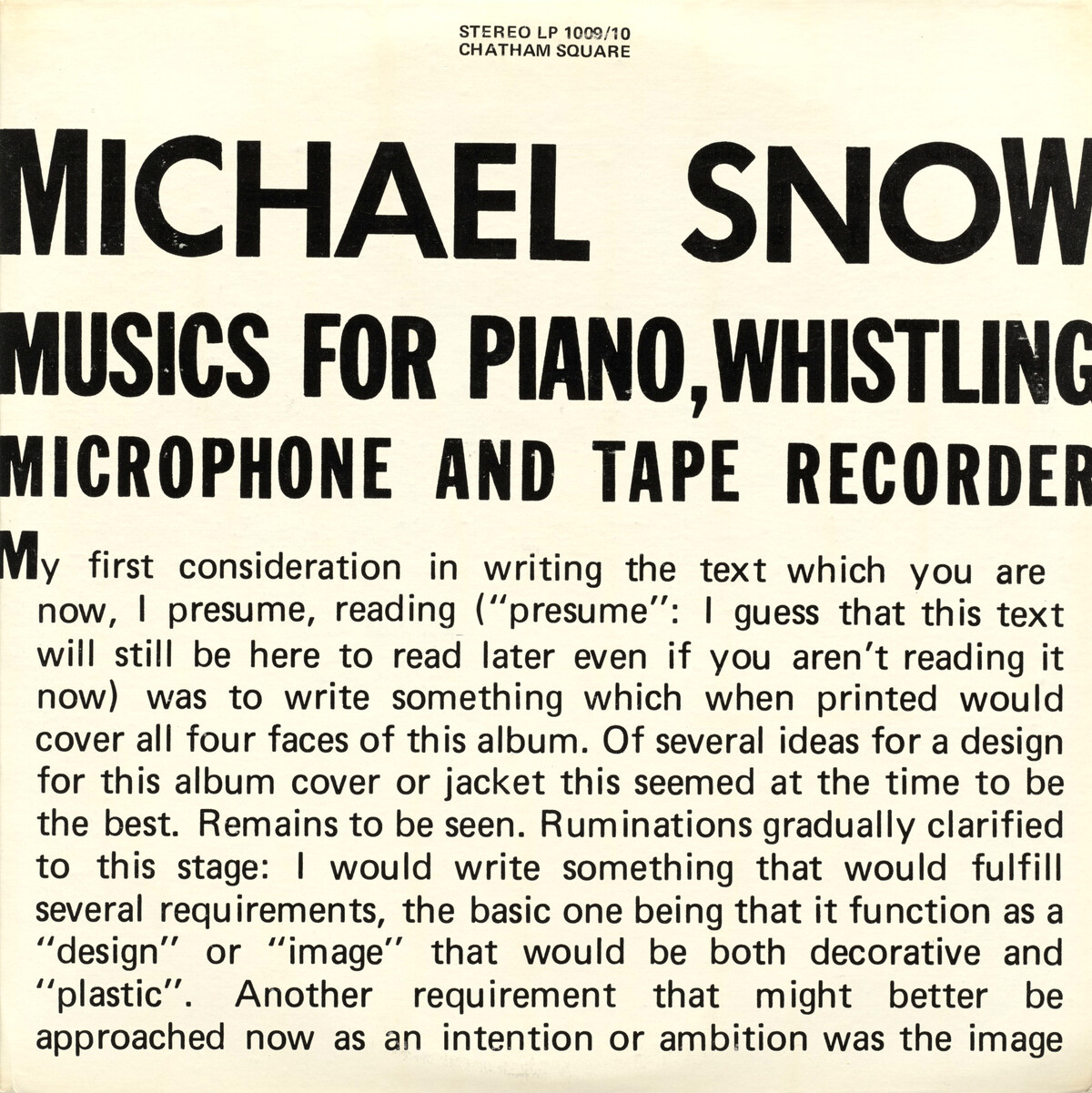 Michael Snow Albums: songs, discography, biography, and listening guide ...
