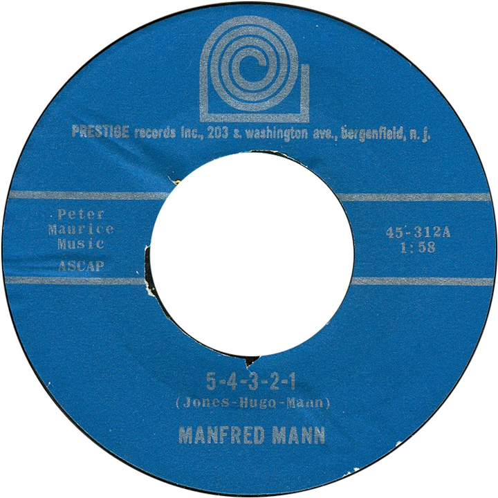 5-4-3-2-1 / Without You by Manfred Mann (Single; Prestige; 45 - 312 ...
