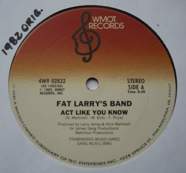 Act Like You Know by Fat Larry's Band (Single; WMOT; 4W9 02832 ...