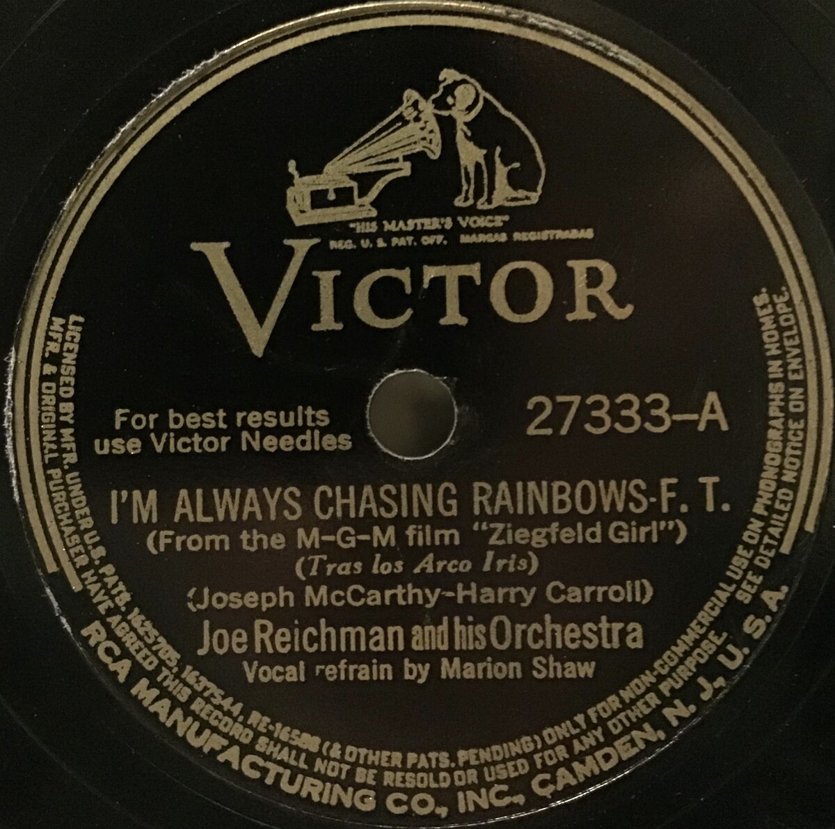 I’m Always Chasing Rainbows / Keep an Eye on Your Heart by Joe Reichman ...
