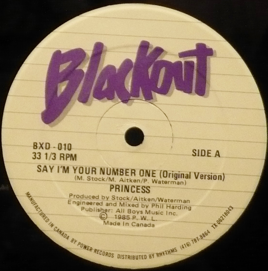 Say I'm Your Number One by Princess (Single; Blackout; BXD-010 ... Say I'm Your Number One by Princess (Single; Blackout; BXD-010 ...