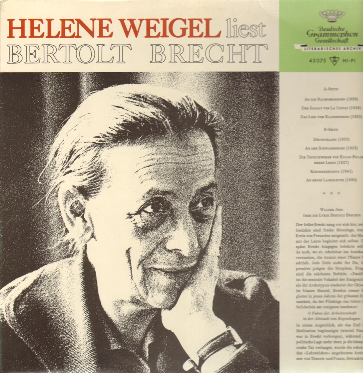 Helene Weigel liest Bertolt Brecht by Helene Weigel (Album ...