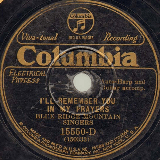 I'll Remember You Love in My Prayers / Lorena by Blue Ridge Mountain ...