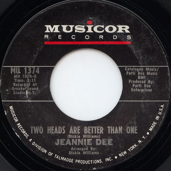 Two Heads Are Better Than One / Three Fools in Love by Jeannie Dee (Single, Soul): Reviews ...