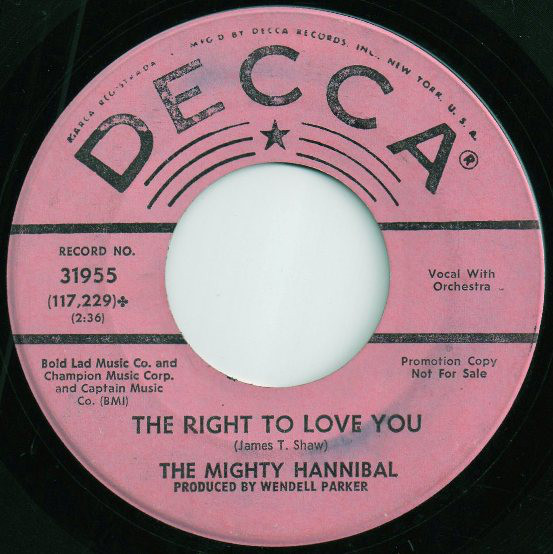 Get Back / The Right to Love You by The Mighty Hannibal (Single, Soul ...