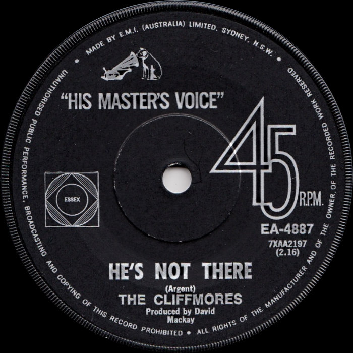 He's Not There / Walk Tall by The Cliffmores (Single; HMV; EA-4887 ...