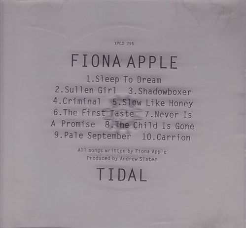 Tidal by Fiona Apple (Album; Sony; XPCD 795): Reviews, Ratings, Credits ...