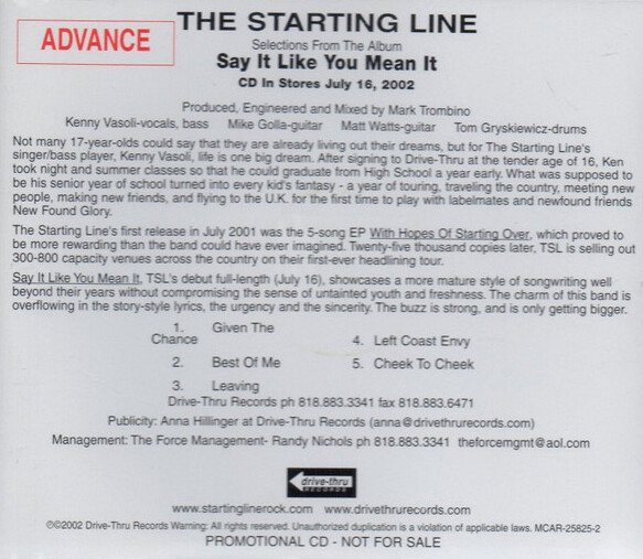 Selections From Say It Like You Mean It by The Starting Line ...