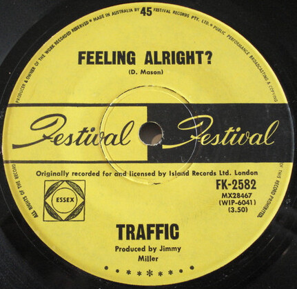 Feeling Alright? / Withering Tree by Traffic (Single; Festival; FK-2582 ...