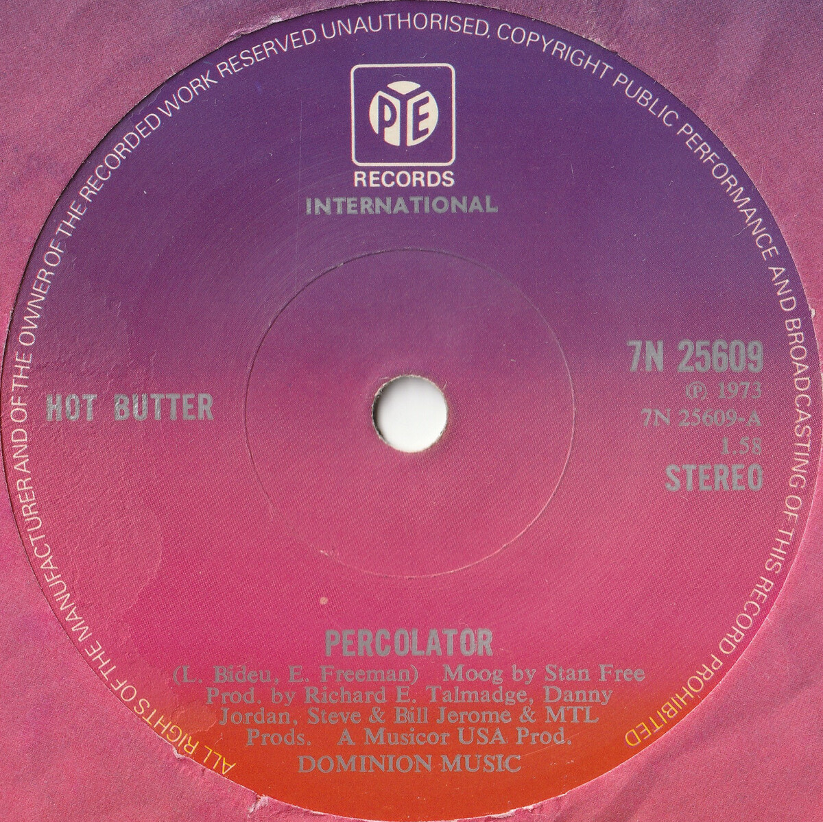 Percolator / Tristana by Hot Butter (Single; Pye International; 7N ...