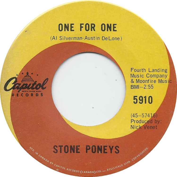 One for One / Evergreen by The Stone Poneys (Single, Folk Pop): Reviews ...