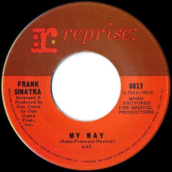My Way / Blue Lace by Frank Sinatra (Single; Reprise; 0817): Reviews ...