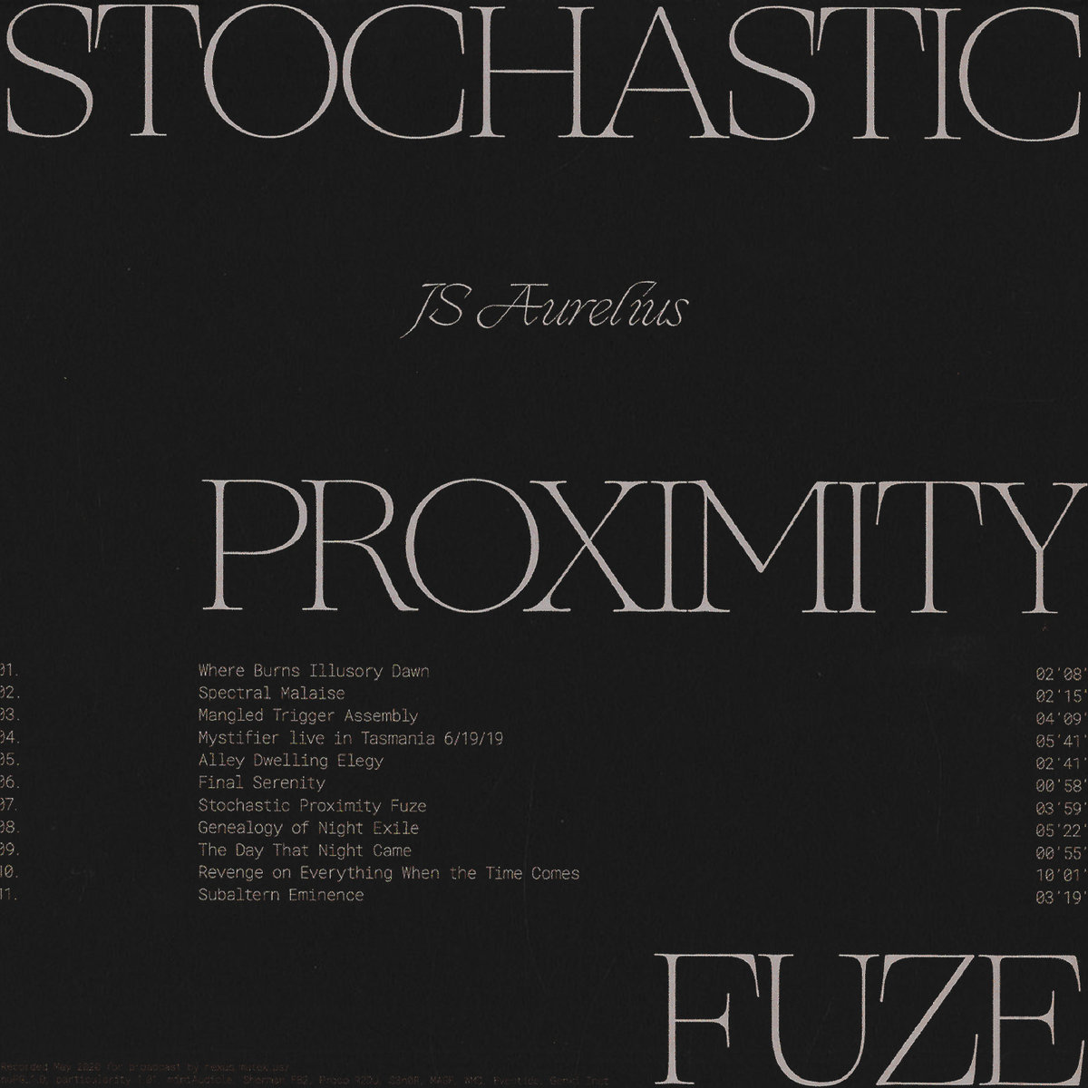 Stochastic Proximity Fuze by JS Aurelius (Album): Reviews, Ratings ...