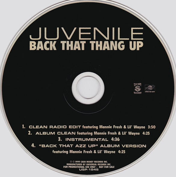 Back That Thang Up by Juvenile (Single; Cash Money; U5P-1545): Reviews ...