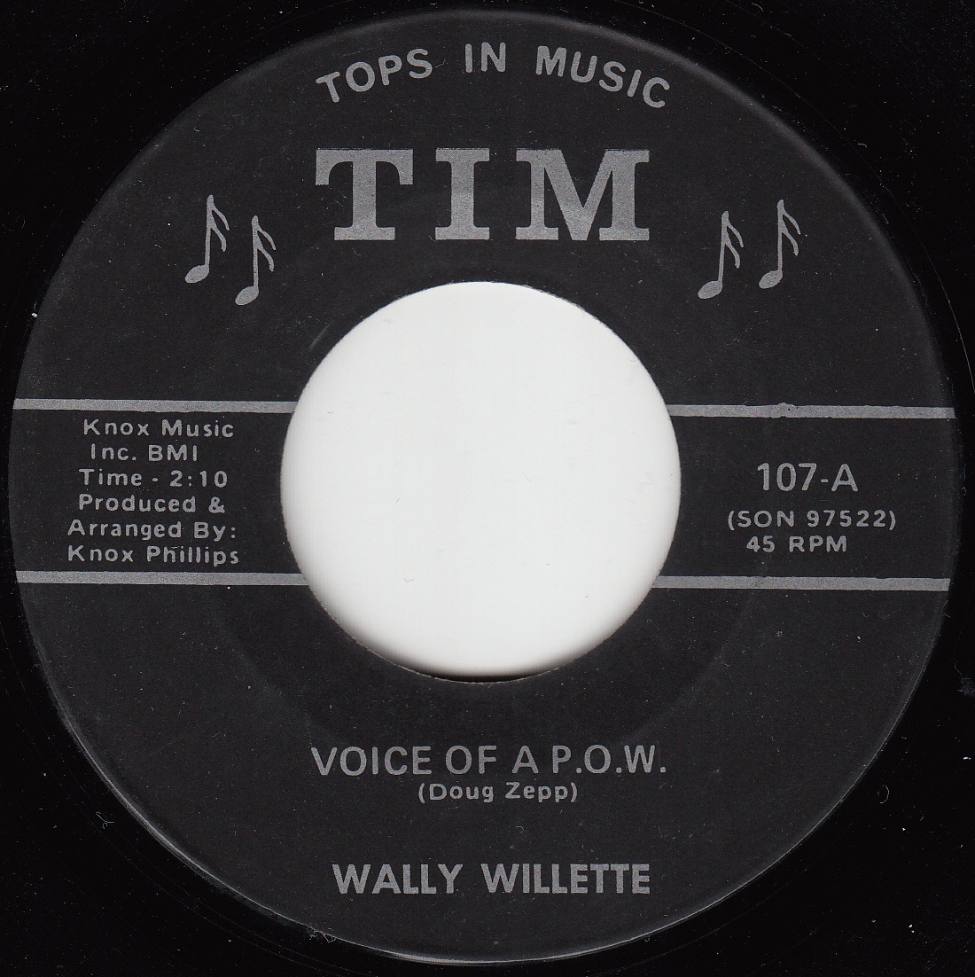 Voice of a P.O.W. / Blue Broken Heart by Wally Willette (Single ...