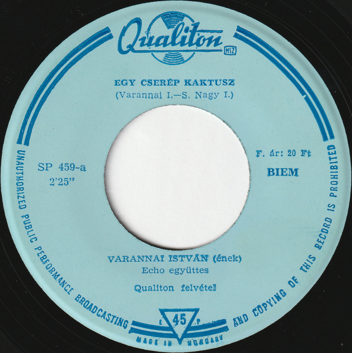 Egy cserép kaktusz / Gondolj majd rám by Echo együttes (Single ...