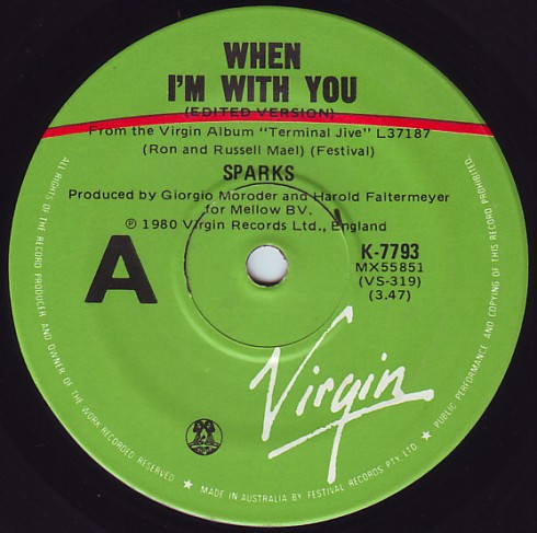 When I'm With You by Sparks (Single; Virgin; K-7793): Reviews, Ratings ...