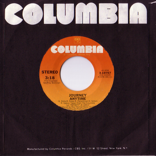 Anytime / Can Do by Journey (Single; Columbia; 3-10757): Reviews ...