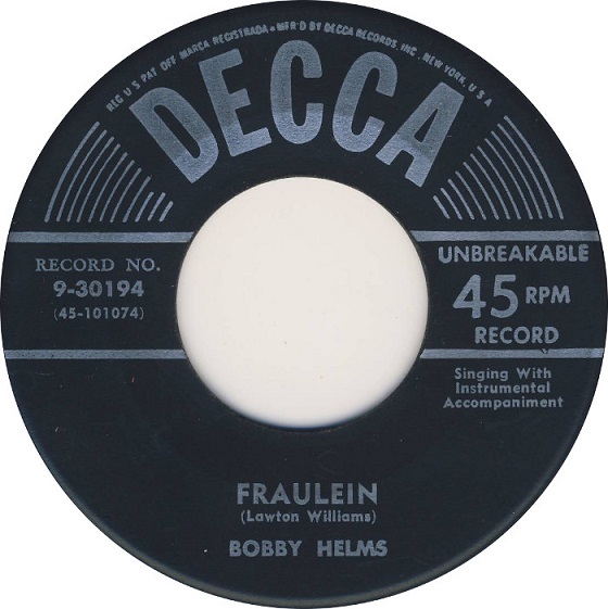 Fraulein / (Got A) Heartsick Feeling by Bobby Helms (Single, Country ...