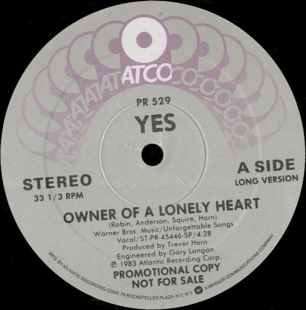 Owner of a Lonely Heart by Yes (Single; ATCO; PR 529): Reviews, Ratings ...
