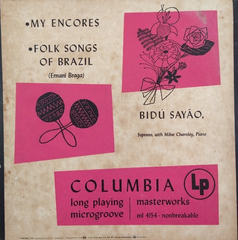 My Encores / Folk Songs of Brazil by Bidu Sayão (Album, Brazilian ...
