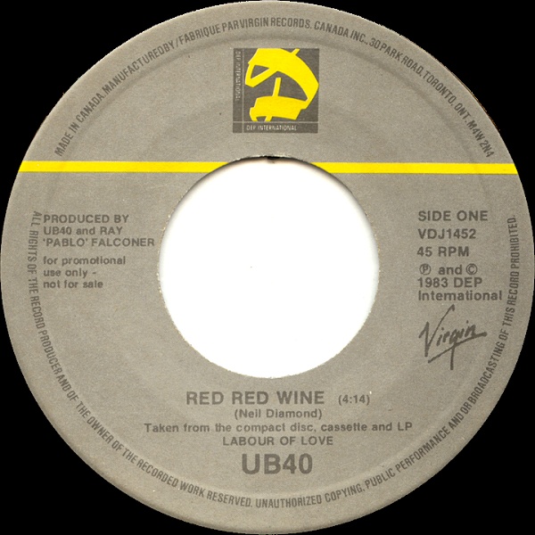 Red Red Wine / Red Red Wine by UB40 (Single; DEP; VDJ1452): Reviews ...