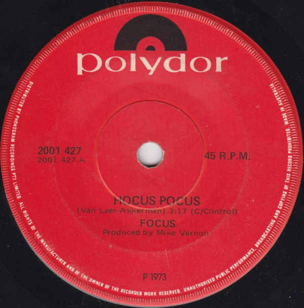 Hocus Pocus / Sylvia by Focus (Single; Polydor; 2001 427): Reviews ...