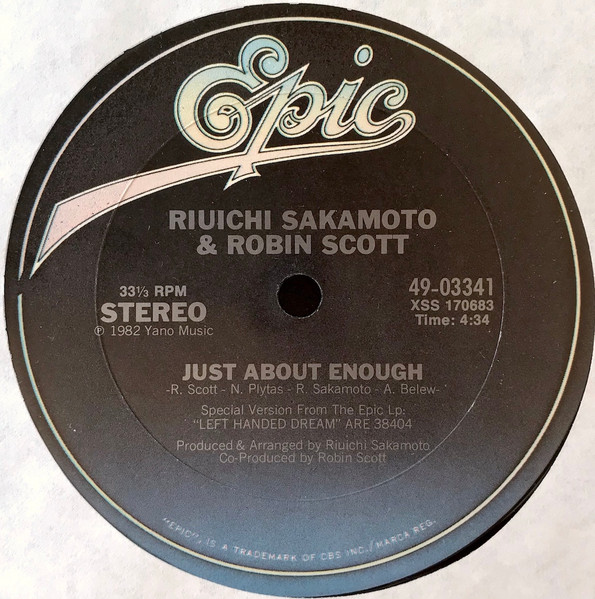 Just About Enough / Once in Lifetime by Riuichi Sakamoto & Robin Scott (Single): Reviews ...