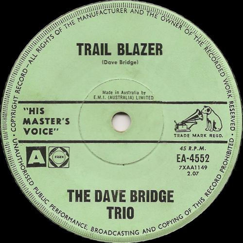 Trail Blazer / On the Town by The Dave Bridge Trio (Single; HMV; EA ...