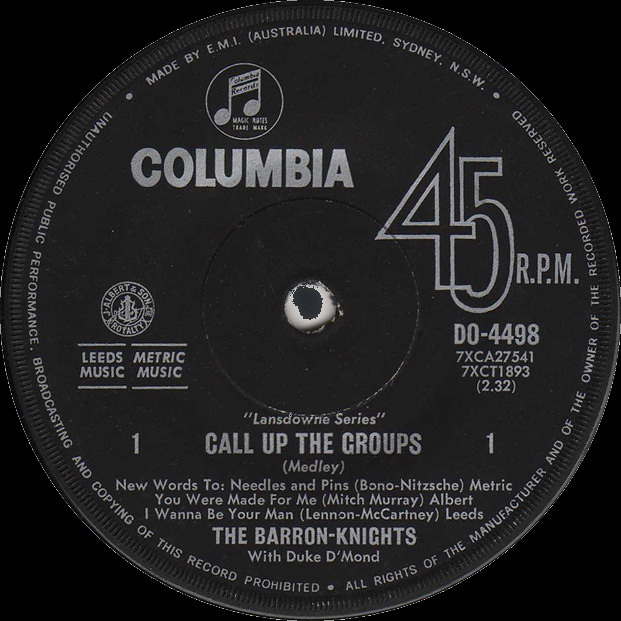 Call Up the Groups Pt.1 / Pt.2 by The Barron Knights (Single; Columbia ...