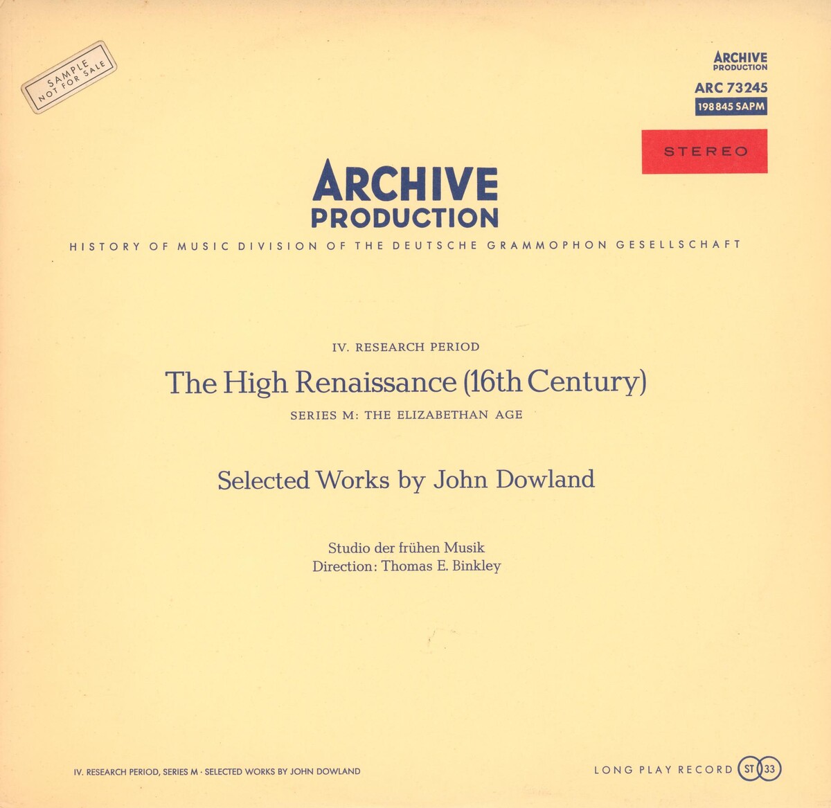 Selected Works by John Dowland by Studio der frühen Musik / Thomas ...
