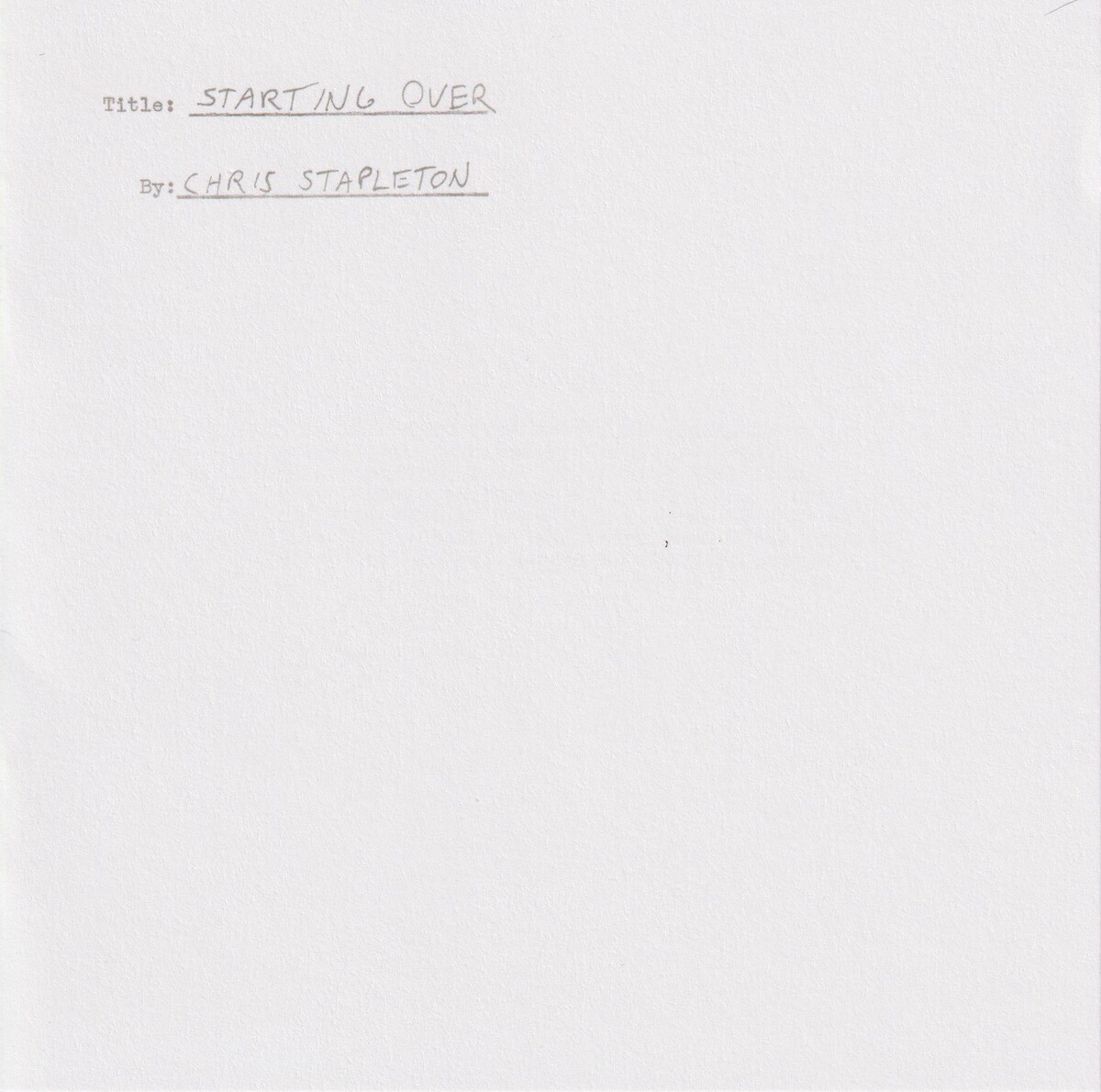 Starting Over by Chris Stapleton (Album; Mercury Nashville; B0032689-02 ...