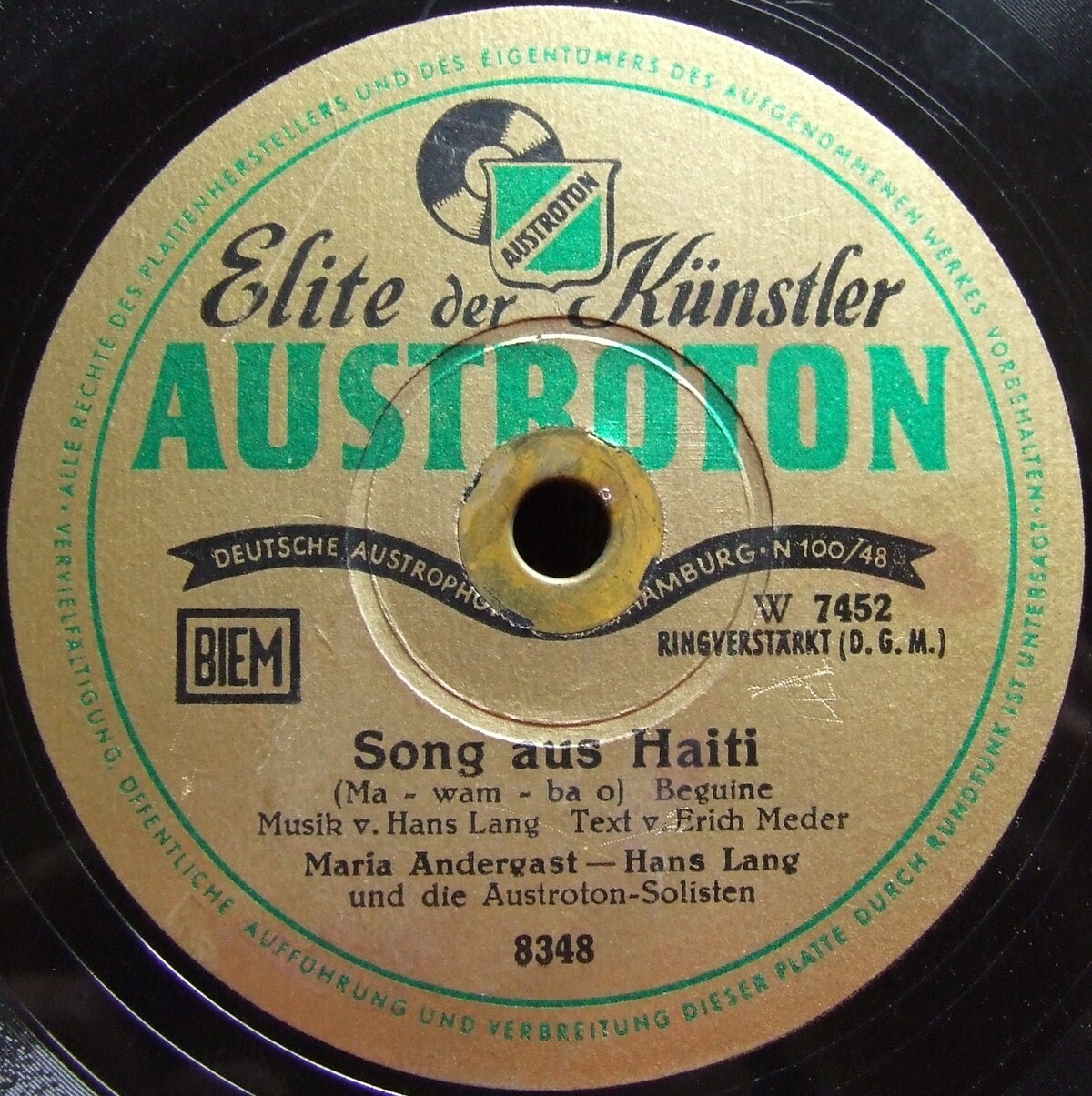 Der Herr Torero / Song aus Haiti by Maria Andergast & Hans Lang (Single ...