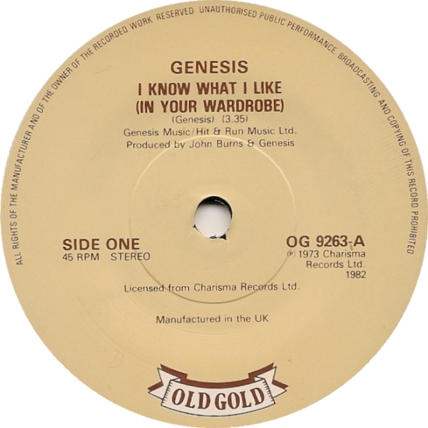 I Know What I Like (In Your Wardrobe) / Counting Out Time by Genesis ...