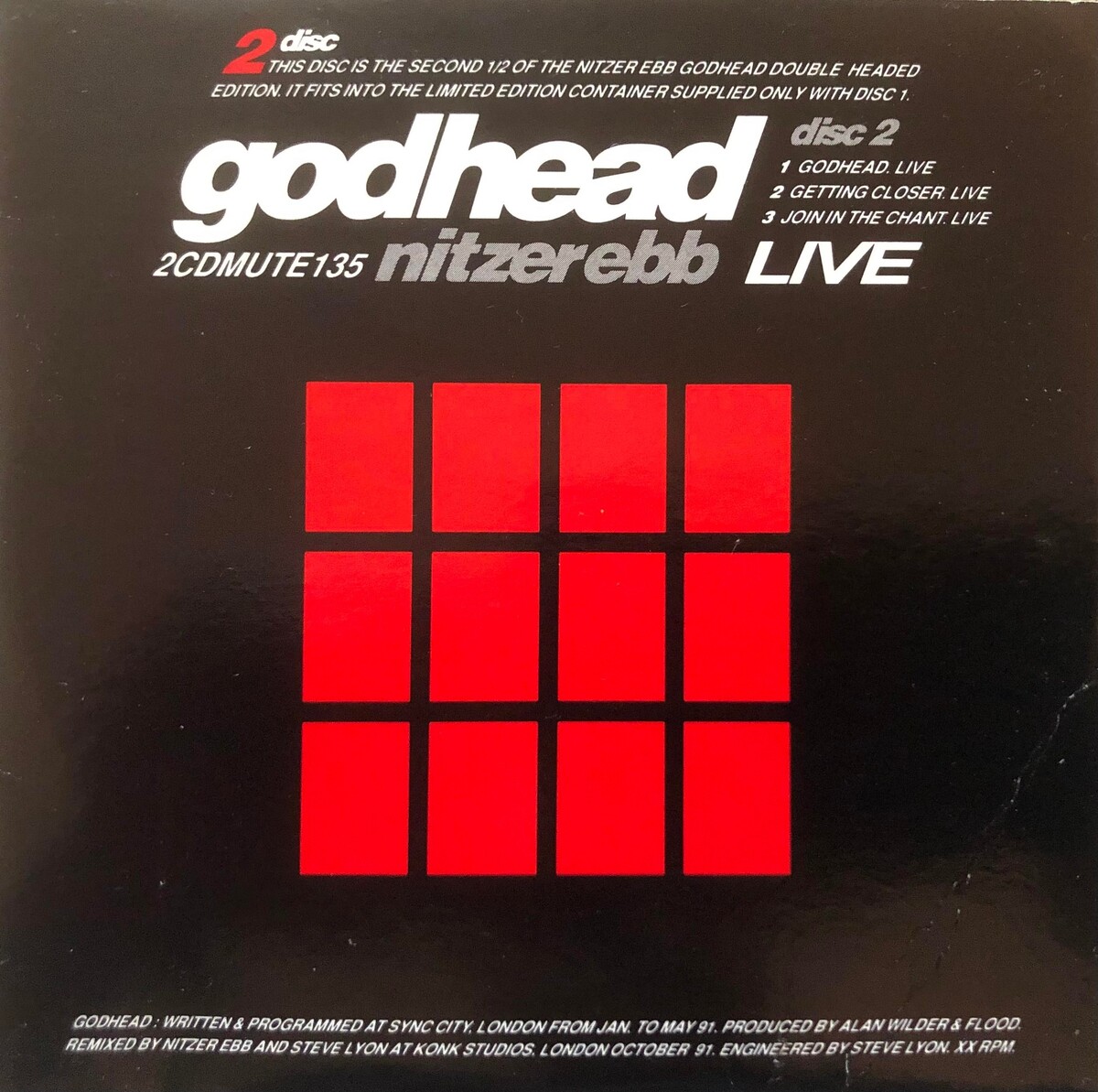 Godhead CD 2 by Nitzer Ebb (Single; Mute; 2CDMUTE135): Reviews, Ratings ...
