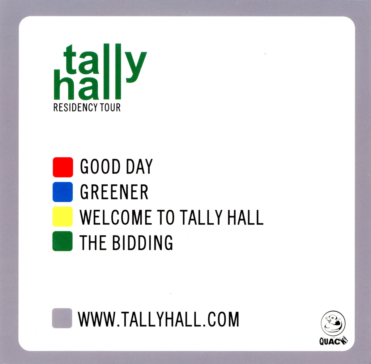 Residency Tour by Tally Hall (Additional release; Quack!; n/a): Reviews ...
