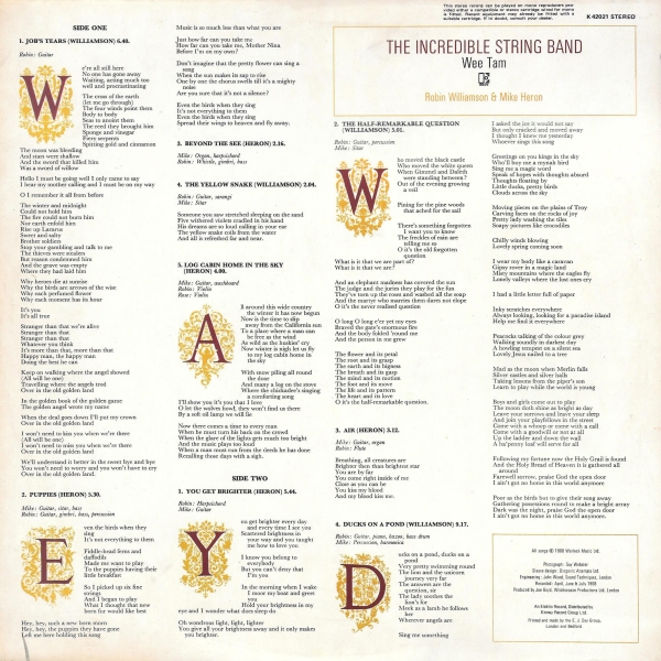 Wee Tam by The Incredible String Band (Album; Elektra; K 42021 ...