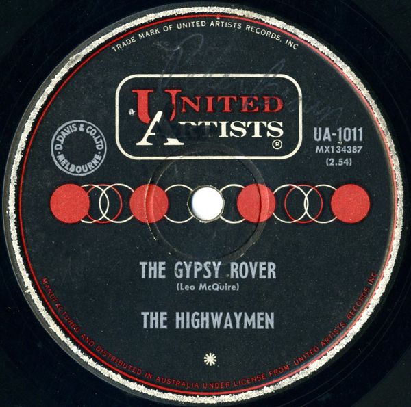 The Gypsy Rover / Cotton Fields by The Highwaymen (Single; United ...