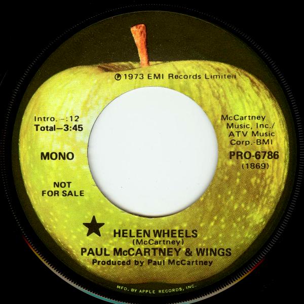 Helen Wheels by Paul McCartney & Wings (Single; Apple; PRO 6786 ...