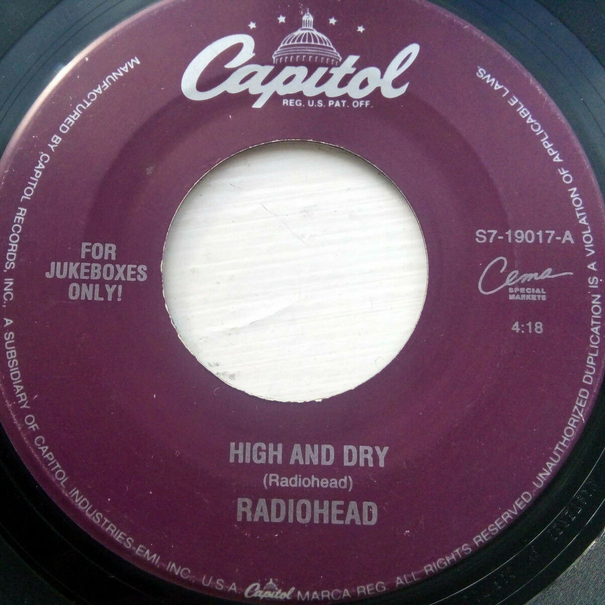High and Dry / Black Star by Radiohead (Single; Capitol; S7 19017 ...