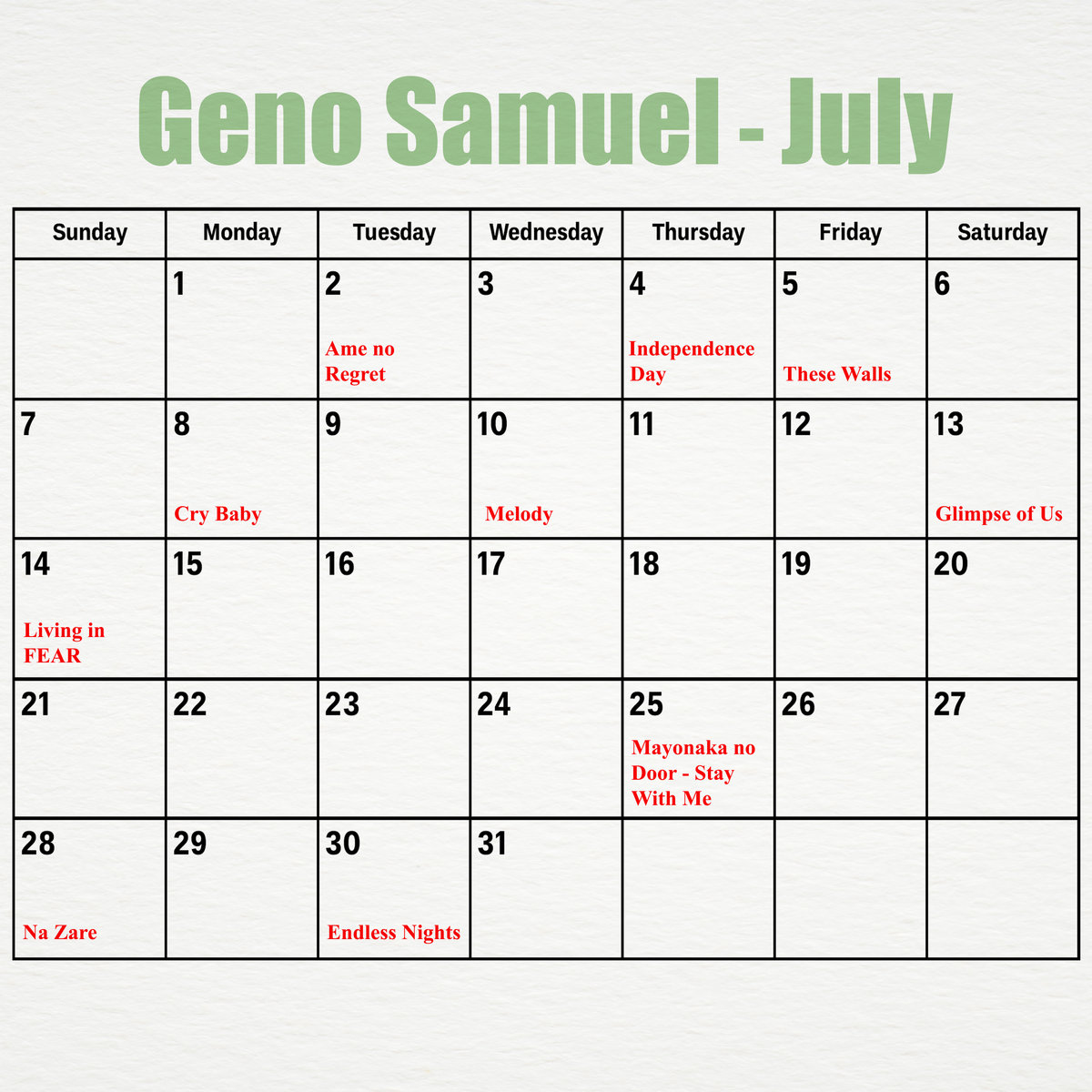 July by Geno Samuel (Album): Reviews, Ratings, Credits, Song list ...