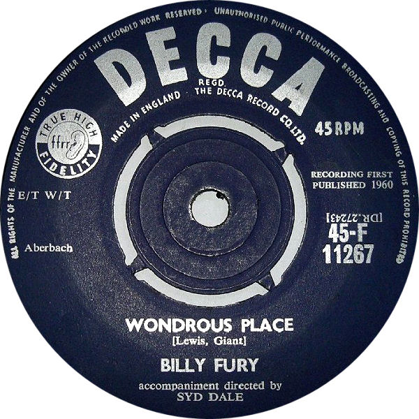 Wondrous Place / Alright Goodbye by Billy Fury (Single, Pop): Reviews ...