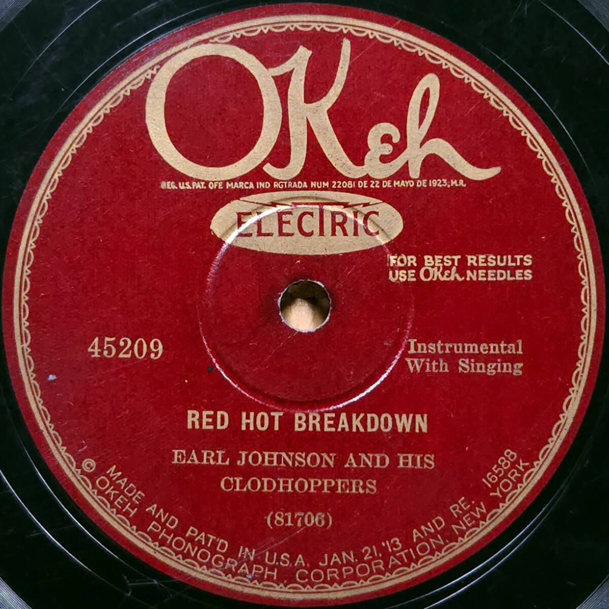 Red Hot Breakdown / Leather Breeches by Earl Johnson and His Clodhoppers (Single, Old-Time ...