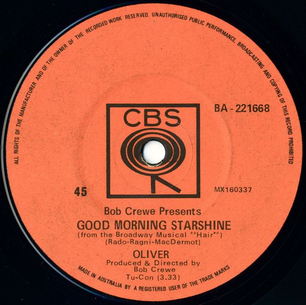 Good Morning Starshine / Can't You See by Oliver (Single; CBS; BA ...