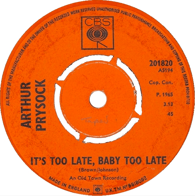 It's Too Late, Baby Too Late / My Special Prayer by Arthur Prysock ...