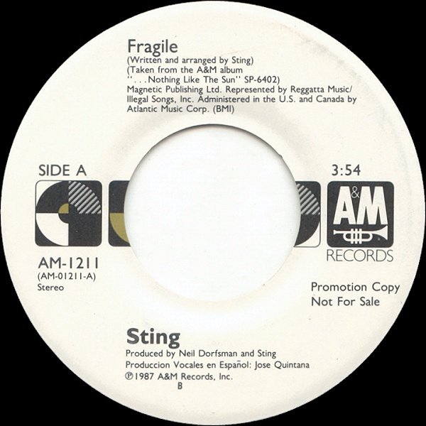 Fragile / Fragile by Sting (Single; A& AM-1211): Reviews, Ratings ...