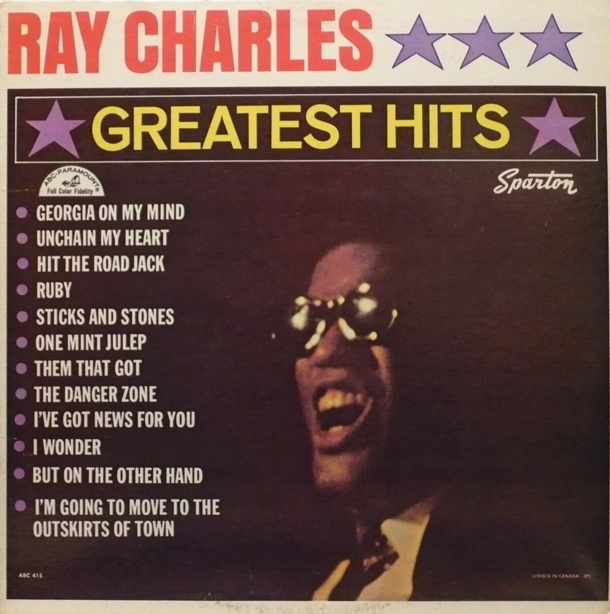 Ray Charles' Greatest Hits by Ray Charles (Album; Sparton; ABC 415 ...