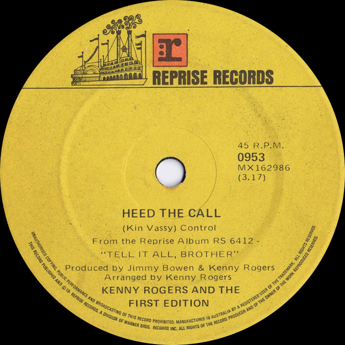 Heed the Call / A Stranger in My Place by Kenny Rogers & The First Edition (Single): Reviews ...