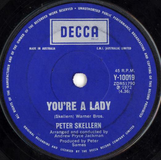 You're a Lady / Manifesto by Peter Skellern (Single; Decca; Y-10019 ...